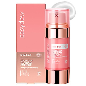 EASYDEW EGF 55% Collagen Silkream Ampoule- Korean Facial Serum for Firmness & Elasticity with Peptides, Amino Acids - Day & Night Anti Aging Silky Smooth Skincare, 1.86oz.