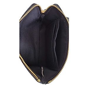 Coach Crossgrain Leather Corner Zip Wristlet with Crayon Hearts (Chalk Pink Multi/Black/Gold)