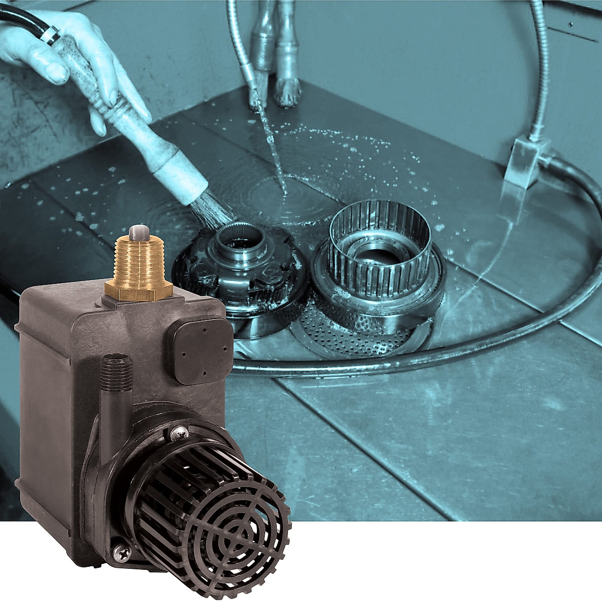 Little Giant PE-2YSA 115 Volt, 1/40 HP, 300 GPH Glass-Filled Polyester Submersible Parts Washer Pump for Aqueous Solutions or UL-listed Solvents with 6-Ft. Power Cord (plug-less), Black, 518550