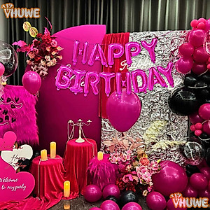 16 Inch Happy Birthday Balloon, Hot Pink Happy Birthday Balloons Banner Aluminum Foil Letters Balloons for Birthday Party Decorations Supplies