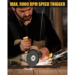 WORKSITE Cordless Angle Grinder, 4-Pole Motor, 4-1/2 Inch Cordless Grinder w/4.0A Battery & Fast Charger, 3-Position Adjustable Auxiliary Handle, Cutting Wheels, Grinding Wheels and Flap Discs