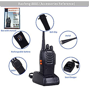 Baofeng BF-888S walkie Talkie, 2-Pack Long Range Ham Two-Way Radio with Earpiece UHF 400-470Mhz Interphone for Hiking Camping, Charger and Battery Included