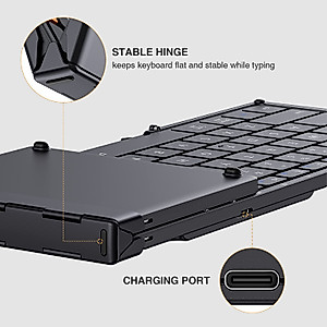 ProtoArc Foldable Bluetooth Keyboard, XK01 Folding Wireless Portable Keyboard with Numeric Keypad, Full-Size Travel Keyboard for iPad Tablet Smartphone Laptop PC Windows iOS Android, Black