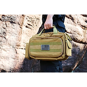 DBTAC Range Bag 2~4 Pistol Medium Size (Tan) + Tactical Lunch Bag (Tan), Durable Material with adjustable shoulder strap, Multi-functional Design