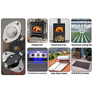 BoyoTec Wood Stove Thermostat Switch, Fireplace Blower Fan Thermal Switch, Snap Disc Temp Control (100°F ON and 85°F Off), Snap Disc Thermostat Switch