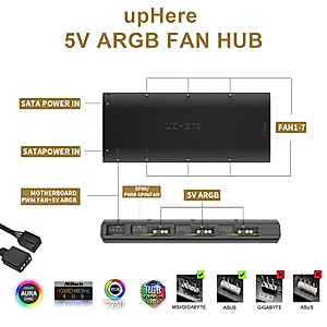 upHere 120mm Black ARGB Computer Case Fans 3-Pack,High Performance Cooling 4pin PWM CPU Fan Low Noise Hydraulic Bearing Long Life Up to 40,000 Hours,Compatible with Desktop,NK1207-3