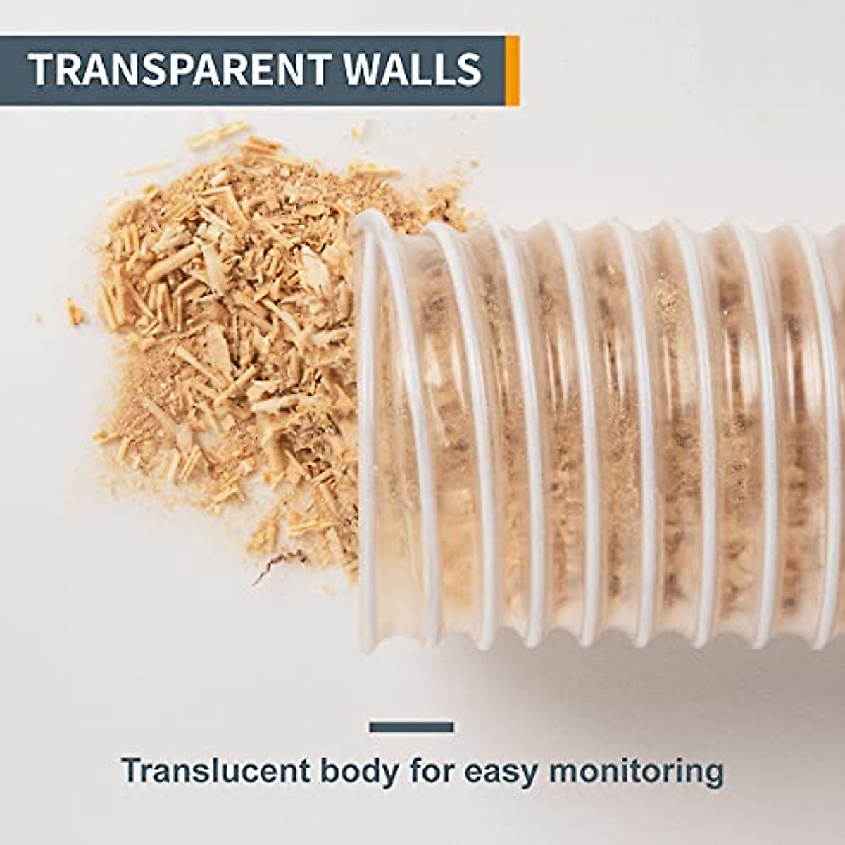 POWERTEC 70221 6" x 10' PVC Dust Collection Hose for Dust Collector for Woodworking and Shop Vacuum, 6 Inch Dust Collector Hose for Dust Collection Fittings