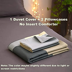 Cotton Grid Plaid Duvet Cover Set Queen Modern Reversible Checkered Bedding Set Full Hotel Quality 3 Piece Duvet Comforter Cover Set Luxury Zipper Closure Bedding Collection (NO Comforter)