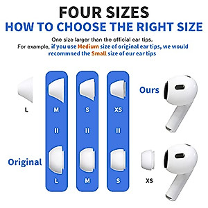 4 Pairs Ear Tips for AirPods Pro 1 & 2 [Relief Pain] [Fit in Case] Noise Cancellation Add Grip Sport Earbuds [US Patent Registered]