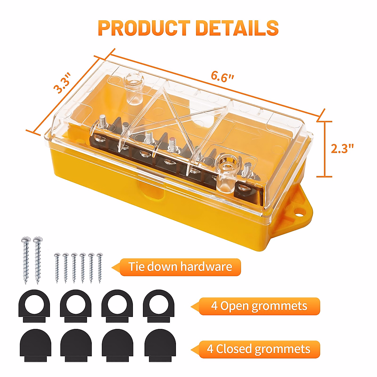 MECMO 7 Way Plug Inline Trailer Cord 8Ft w/ 7 Gang Junction Box, UL ...
