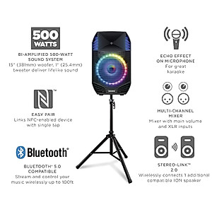 ION Total PA Prime High-Power Bluetooth Speaker System with Acoustic Optimization for Perfect Sound (Renewed)