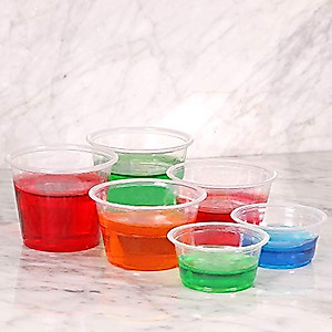 Freshware Plastic Portion Cups with Lids [5.5 Ounce, 100 Sets] Souffle Cups, Jello Shot Cups, Condiment Sauce Containers For Sampling, Sauce, Snack or Dressing
