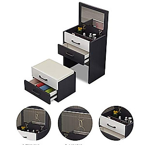 WYKDD Multi-Function Makeup Table Nordic Dressing Table Storage with Drawer Cabinet Bedroom White Black with Small (Color : D)