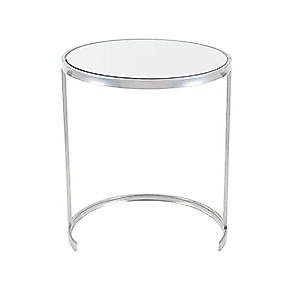 Deco 79 Metal Nesting Accent Table with Mirrored Glass Top, Set of 3 21", 19", 17"H, Silver