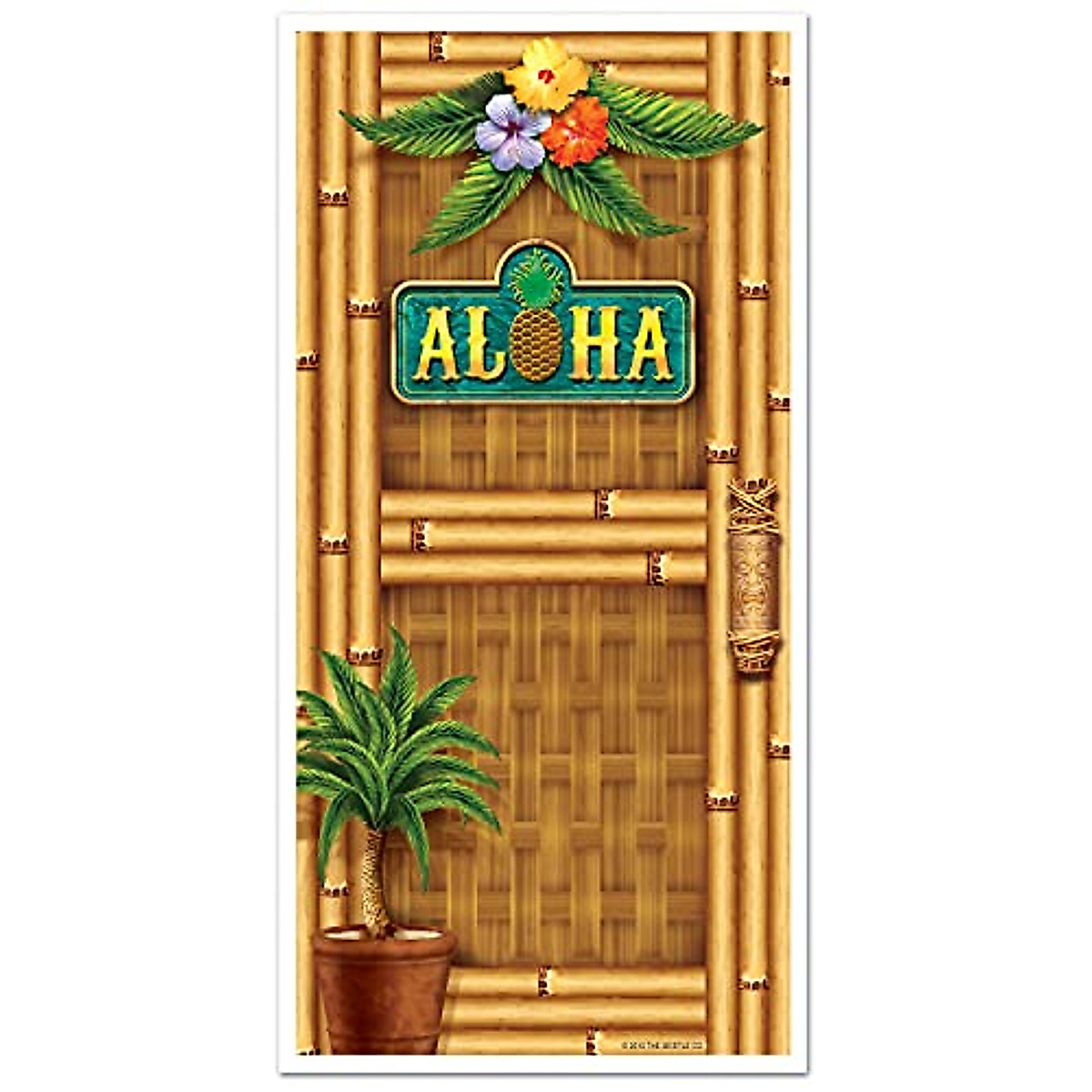 Beistle Plastic Aloha Door Cover for Luau and Beach Parties, 30" x 5', Multicolor, 1 Pkg