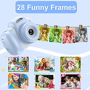 Goopow Mini Kids Camera Toys for 3 4 5 6 7 8 Year Old Girls Boys, Toddler Children Digital Video Camcorder Camera, Best Chritmas Birthday Festival Gift for Kids - 32G SD Card Included NK-Lightblue