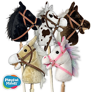 Nature Bound Stick Horse | Plush Handcrafted Hobby Horse Provides Fun Pretend Play for Toddlers & Preschoolers | Handsewn Head, Sturdy Wood Stick, Plus Neighing & Clip-Clop Sounds
