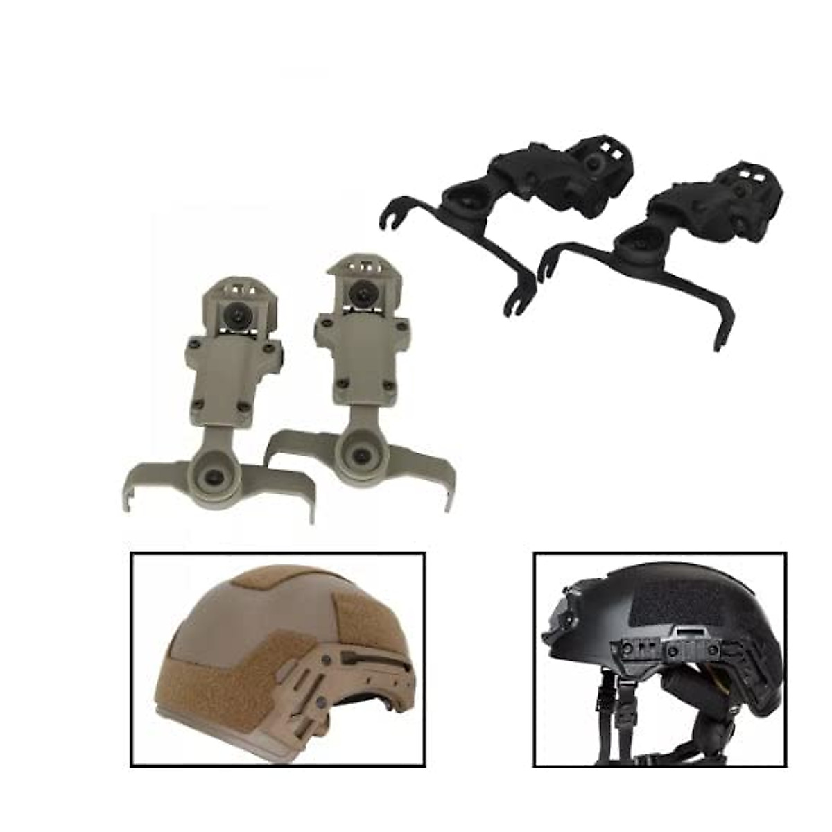 Armorwerx Rear Helmet Rail Attachment Kit Compatible with M-LOK, MSA Sordin & TCI Liberator Headsets (Tan)