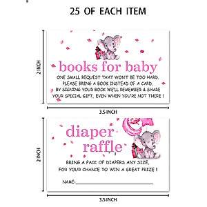 Baby Shower Invitation Set, Fill In Invites Cards, Books For Baby, Diaper Raffle, Thank You, Baby Shower, Each Design 25 Cards & Envelopes (Total 100 Cards) – (bb007-taozhuang)
