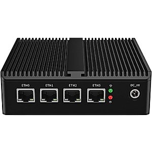Micro Firewall Appliance, Fanlesss Mini PC, VPN, OPNsense, Soft Router, Intel Processor N100, H11, AES-NI, 4 x Intel 2.5GbE I226-V LAN, HDMI2.0, DP, No RAM, No Storage, No System