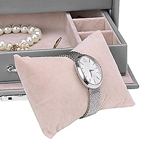 BEWISHOME Jewelry Box Organizer Jewelry Boxes for Women Girls Jewelry Organizer with Lock Mirror Jewelry Storage Case Holder Portable Travel Case Grey SSH77H
