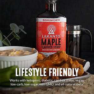 Lakanto Sugar Free Maple Syrup - Monk Fruit Sweetener, Keto Diet Friendly, Vegan, 1g Net Carbs, Pancakes, Waffles, Oatmeal, Coffee, Tea, Granola, Frosting, Marinade, Dressing (13 Fl Oz - Pack of 1)