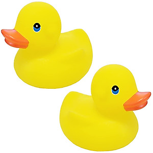 Yellow Rubber Duck Toy Duckies for Kids, Bath Birthday Gifts Baby Showers Classroom Incentives, Summer Beach and Pool Activity, 3" Inch (2-Pack)