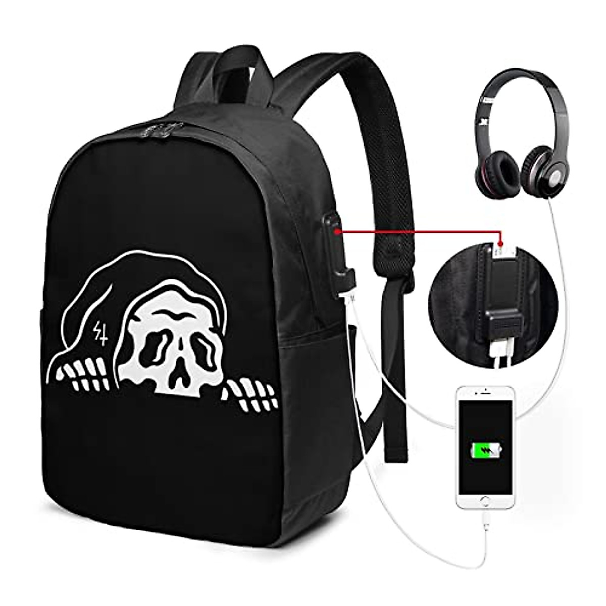 KIREYI Lurking Class by Sketchy Tank Demons Backpack Fashionable Computer Bag with USB Charging Port for Student Travel