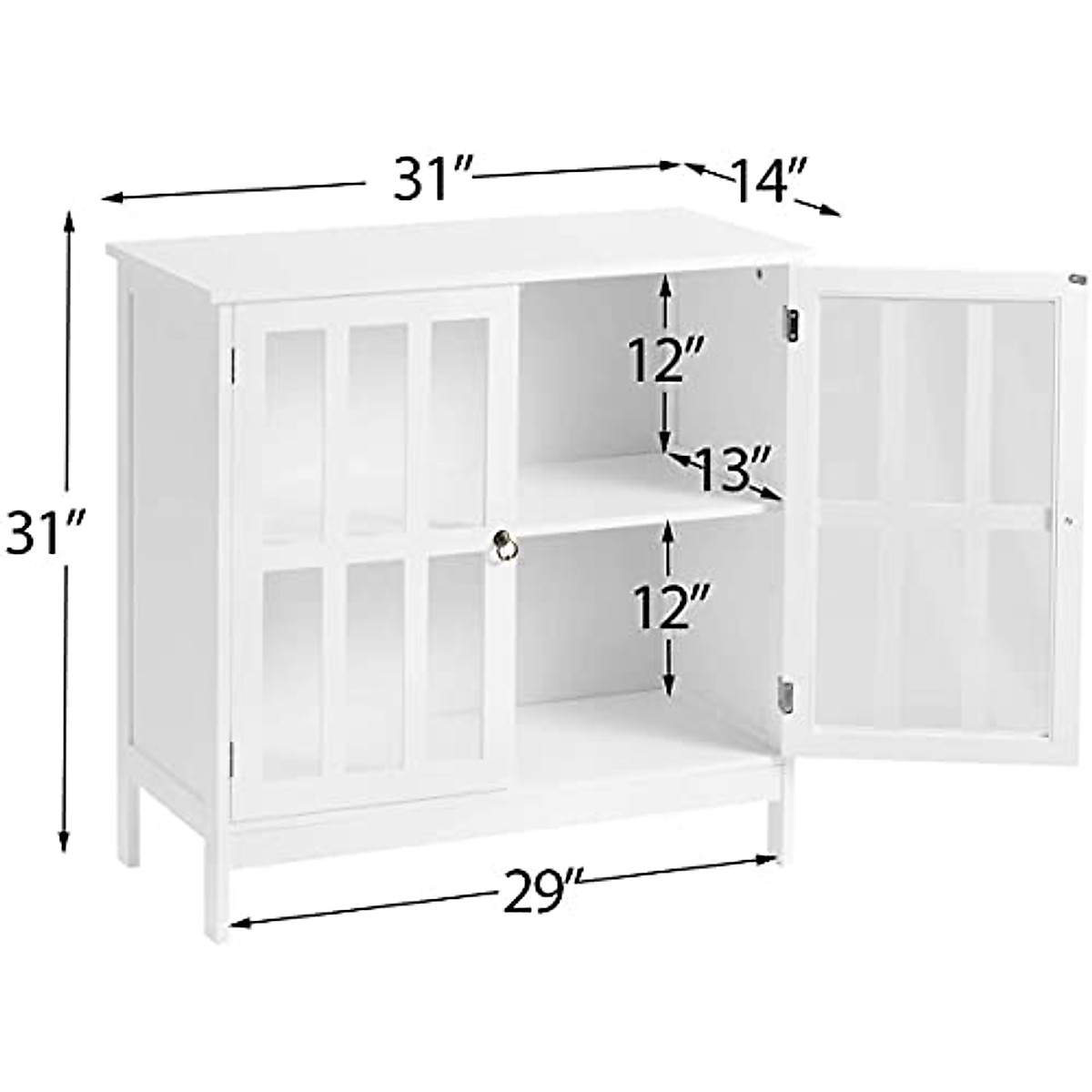 MELLCOM Wooden Storage Cabinet, Sideboard Console, Buffet Cabinet Entryway Kitchen Dining Console Living Room, White