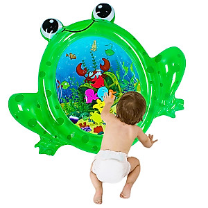 SUNSHINE-MALL Frog Baby Water mat, Tummy Baby Toys, Inflatable Play Mat Water Cushion Baby Toys, Fun Early Development Activity Play Center for Newborn (93 x 77 cm)