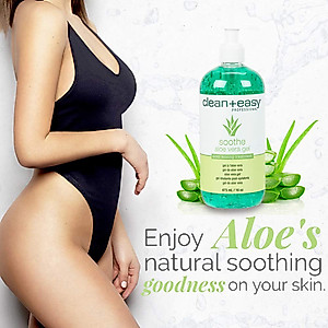Clean + Easy Soothe Aloe Vera Gel Post Waxing Treatment, Calms and Soothes Irritated Skin After Waxing, Non-greasy and Gets Rid Of Excess Wax Residue, 16 oz