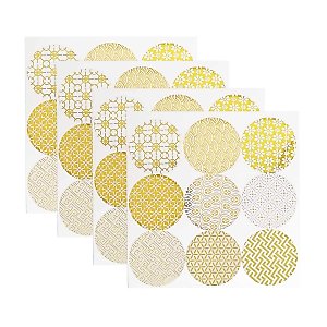 12 Sheets Decorative Gold Circle Envelope Seals Stickers Gift Boxes Stickers Party Favor Bags Stickers Label Stickers Holiday Birthday Party Wedding Baby Shower Decorations (108 Pieces)