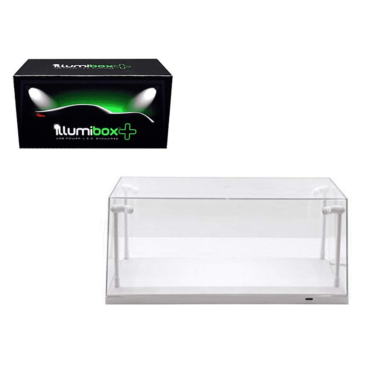 Illumibox Collectible Display Show Case with LED Lights for 1/18 1/24 Models with White Base