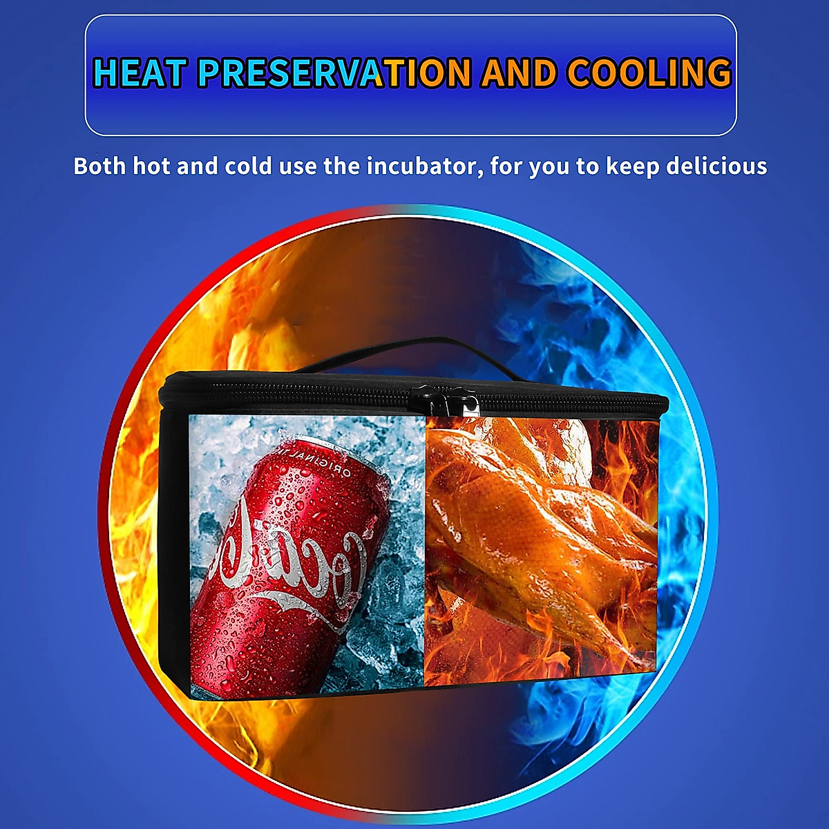 Tearom Insulated Food Delivery Bag Cooler Bags Insulated for Travel Pizza Delivery Bags for Cold and Hot Food Insulated Bags for Camping 1-Pack (black, 12 * 6 * 8)