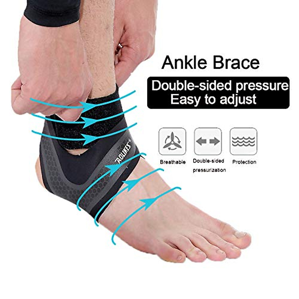 SPOTBRACE Ankle Support for Men and Women - Neoprene Breathable Adjustable Ankle Brace,Elastic Sprain Foot Sleeve for Plantar Fasciitis, Running, Basketball-1 Pair(L)