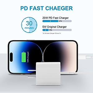 [3 Pack] iPhone 14 13 12 11 Charger 20W USB-C Charger Blocks and 6Ft iPhone Charger Cable Compatible with iPhone 14/13/12/11/Xs/8