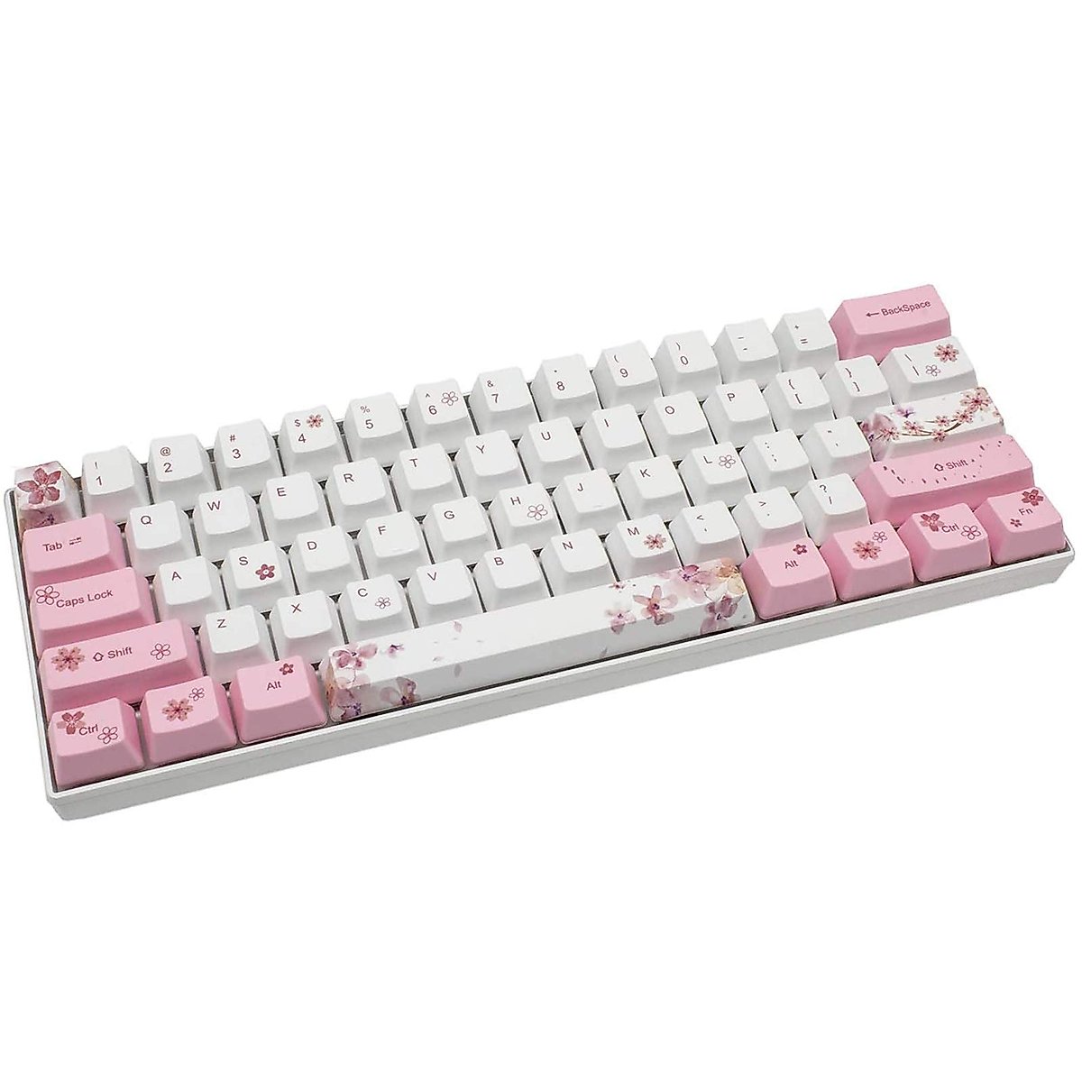 ZMX Cherry Blossom 61 Mechanical Keyboard,Hot Swappable 60％Compact Mechanical 5.0Bluetooth/Type-C Wired Dual-Mode RGB Backlit Dye-Sublimation PBT Keycap Gaming Keyboard(Black Switch, Pink)