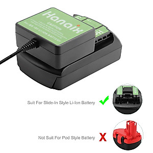 Hanaix Li-ion 18v Battery Charger for Bosch BAT609 BAT609G BAT610G BAT618 BAT618G BAT619 BAT619G BAT620 BAT622 2607336169 2607336170 2607336236 2607336091 2607336092 2607336815