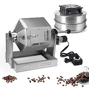 ICZW Coffee Bean Roaster with Coffee Bean Cooler Gas 3.8L Coffee Bean Baker Drum Type Stainless Steel for Home and Commercial Use