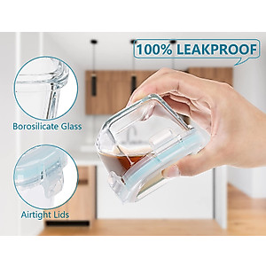 Small Glass Food Storage Containers Set of 12, 6oz Mini Glass Containers Airtight, Leakproof for Snacks, Dips, Overnight Oats, Condiment Salad Dressing Sauce, Microwave, Dishwasher Safe