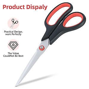 Scissors All Purpose for Office Heavy Duty, 8" Scissors Bulk Pack of 12 for Home Craft Sewing Fabric Supplies, High/Middle School Student Teacher Scissor,Right/Left Handed