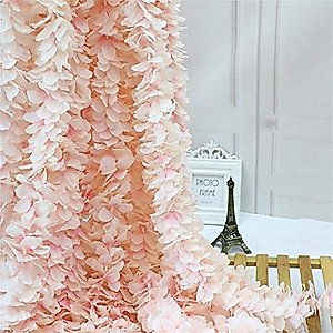 Homcomoda 4PC Artificial Silk Hydrangea Flower Hanging Wisteria Cattleya Vine Garland Each 200 Flower Spray Arrangements for Wedding Wreath Home Garden Party Decor (Light Pink)