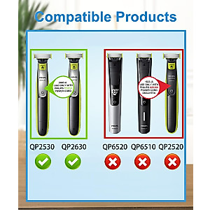 2W Philips Shaver One Blade QP2630 Charger Power Cord Replacement for Philips HQ850, Compatible for Philips Norelco Oneblade QP2530, QP2630 Electric Razor Trimmer Charging Cable Supply