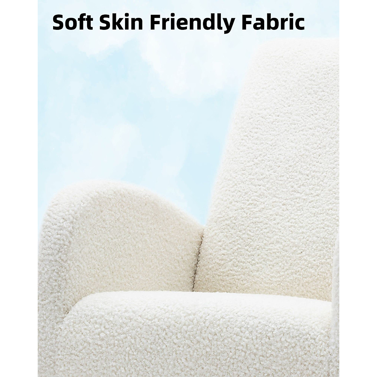 Luccalily Rocking Accent Chair, Upholstered Rocking Glider Chair with Fabric Padded Seat and Solid Wood Base, Armchair with Side Pocket for Nursery,Modern Design for Living Room, Bedroom