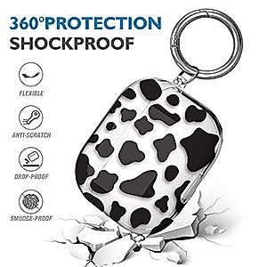 Maxjoy for AirPods 3 Case Cover, Clear AirPod 3rd Generation Case for Women Men Soft Protective iPod 3 Case with Keychain Designed for Apple Airpod 3rd gen Charging Case 2021, Cow Print