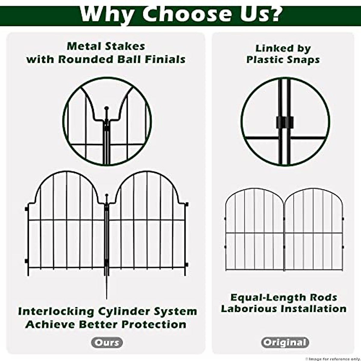 Samamixx Decorative Garden Fence, 10 Pack No Dig Fencing 10.83ft(L) × 22in(H) Animal Barrier Border for Dog Rabbit Pet, Metal Garden Edging Fence Panels with No-Dig Stakes for Outdoor Yard Patio Lawn