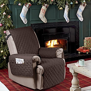 Ruaozz 100% Waterproof Recliner Chair Cover Non-Slip Reclining Cover for Recliner Chair Washable Chair Seat Cover with Elastic Straps for Kids, Dogs, Pets (Chocolate, 23'')