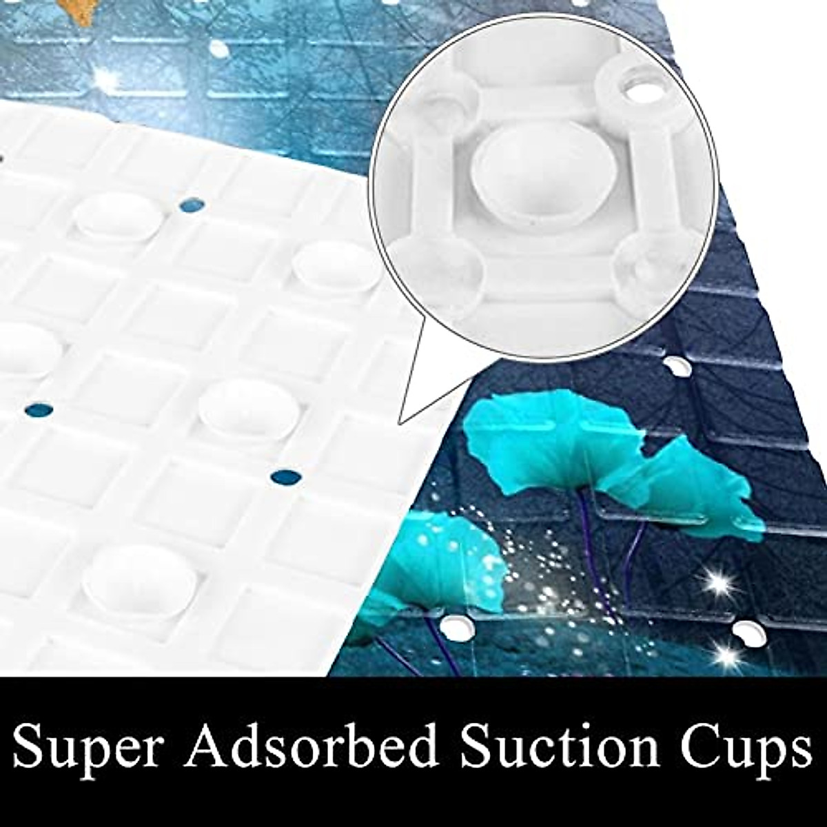 Non-Slip Bathtub Mats Enchanted Tree in Blue Forest Prints Soft Bath Tub Bathroom Shower Mat for Baby and Adults, Machine Washable