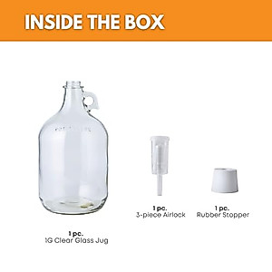 FastRack Stopper/Airlock 1 Gallon Glass Fermenter/Jug, Clear