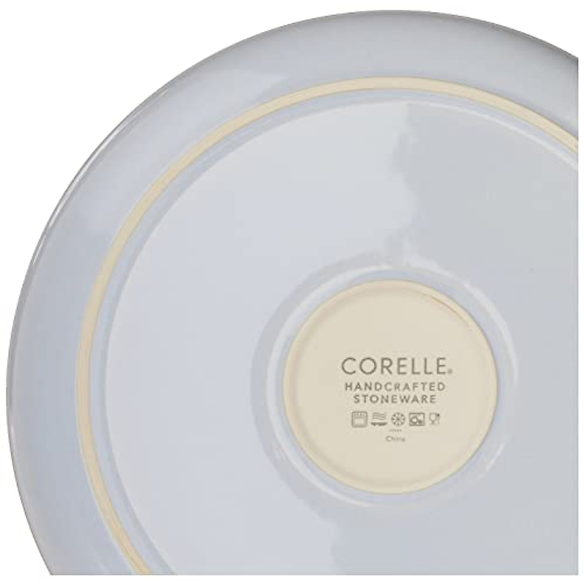 Corelle Stoneware 12-Pc Dinnerware Set, Handcrafted Artisanal Double Bead Plates and Bowls, Solid and Reactive Glazes, Dining Plate Set, Nordic Blue